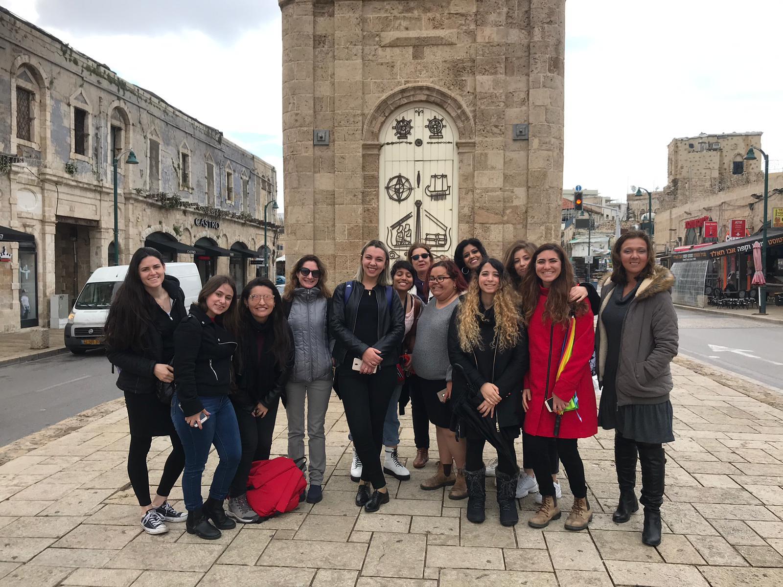 at the clock tower in Jaffa